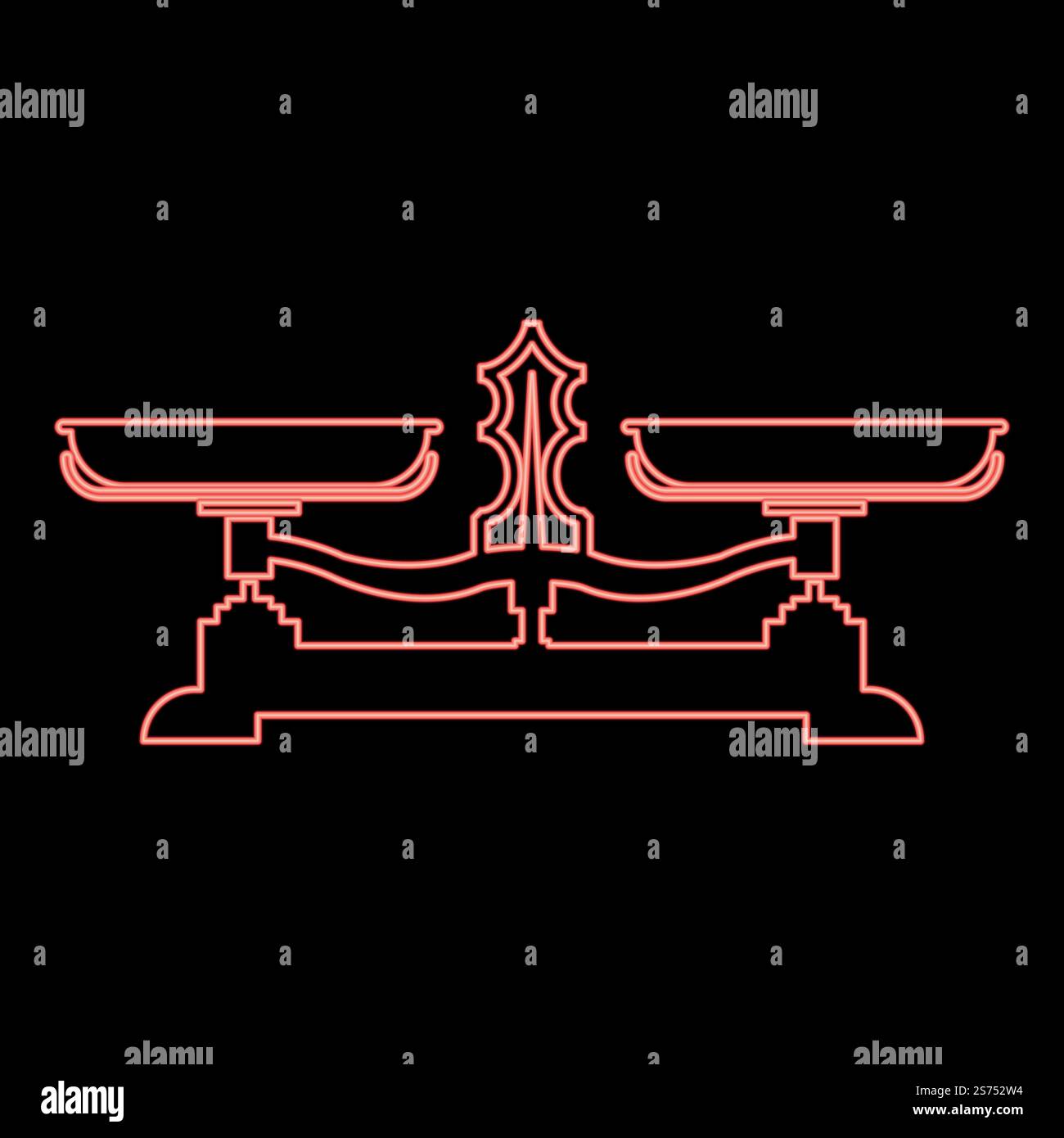 Neon balancing scales Store weigher Libra red color vector illustration ...