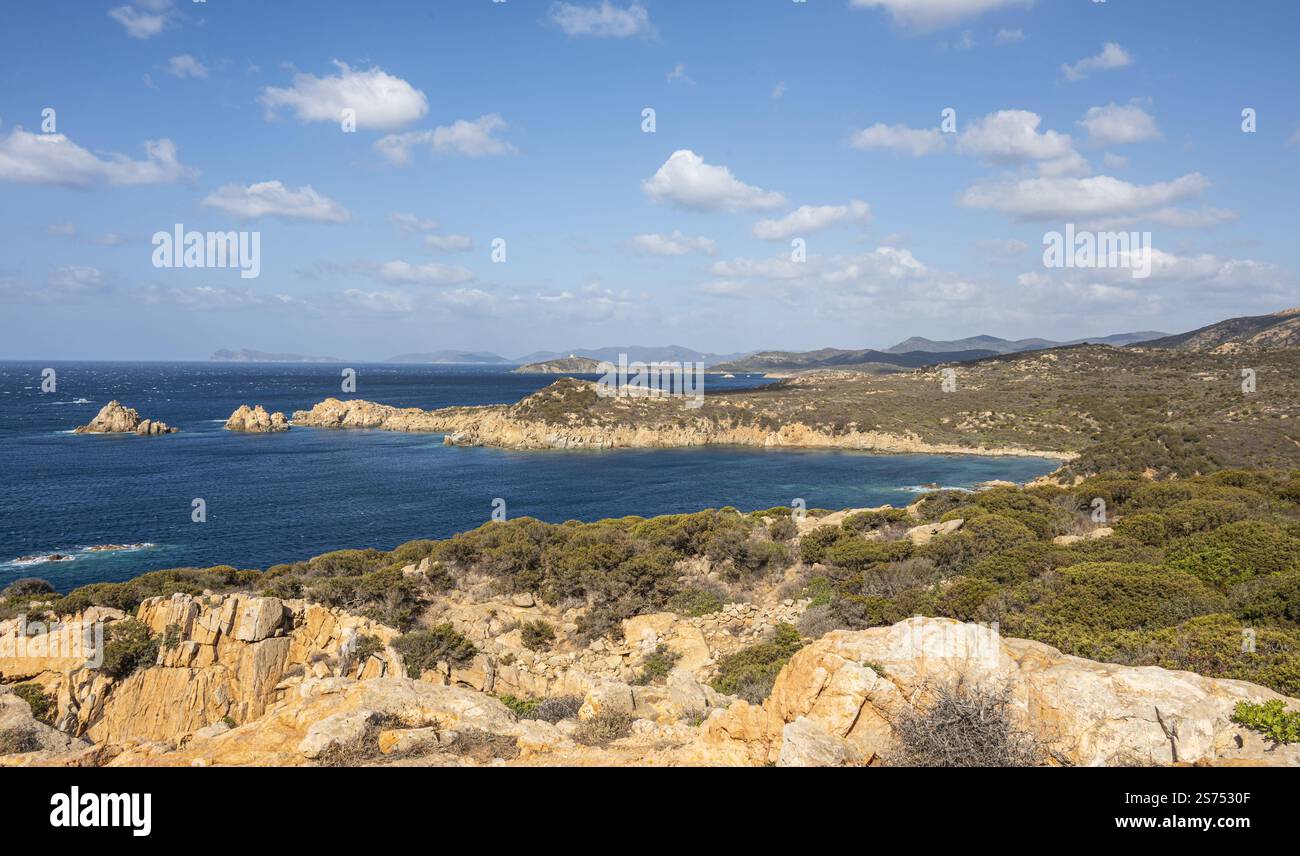 Landscape of the south-west coast of Sardinia with cliffs, blue sea ...