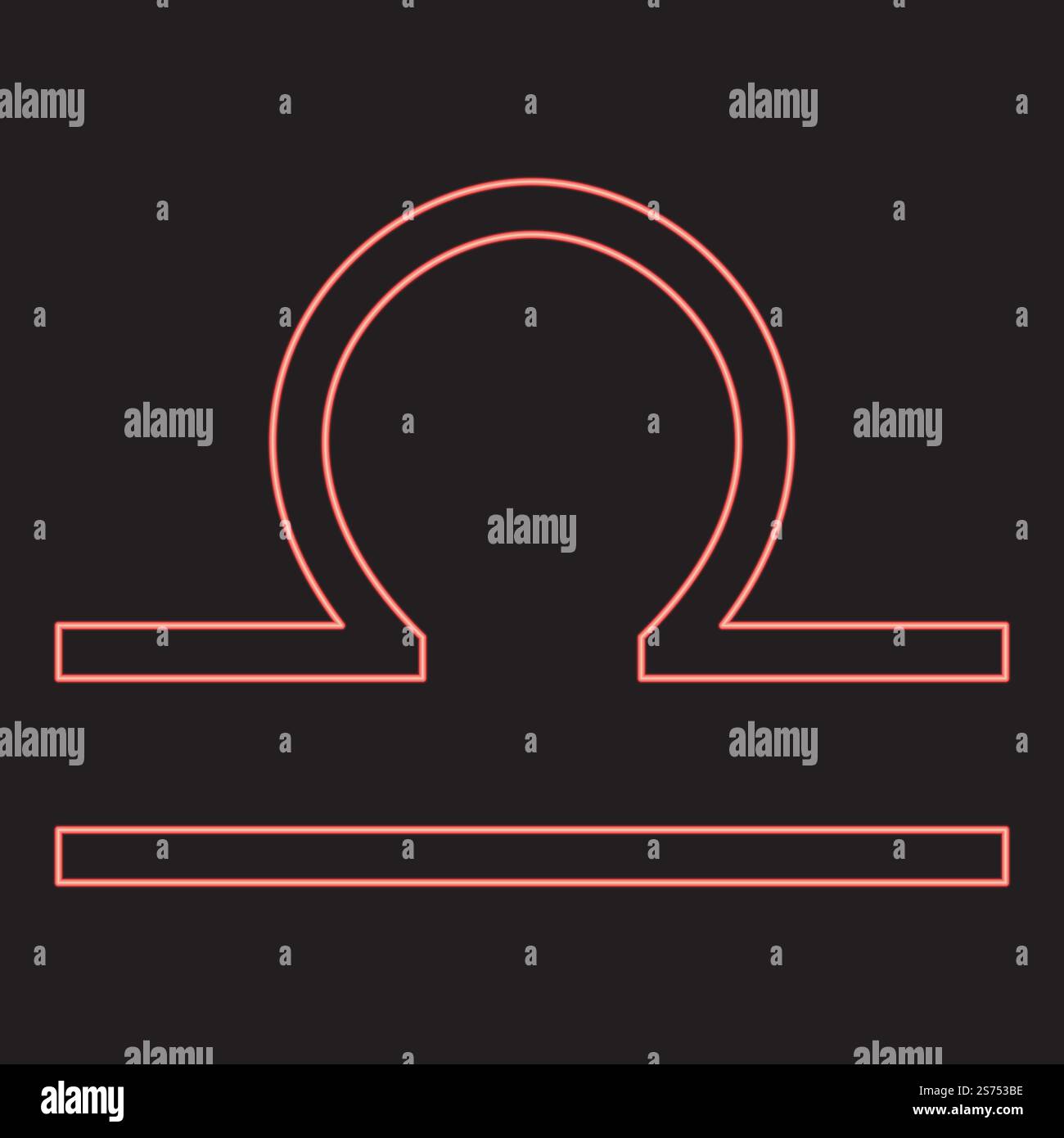Neon libra symbol zodiac red color vector illustration image flat style ...