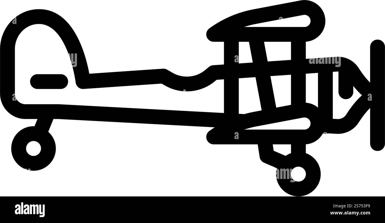 biplane airplane aircraft line icon vector. biplane airplane aircraft ...
