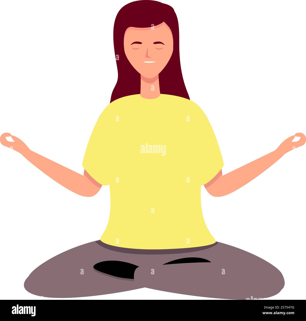 Woman meditation icon cartoon vector. Stress skills. Coping help. Woman ...