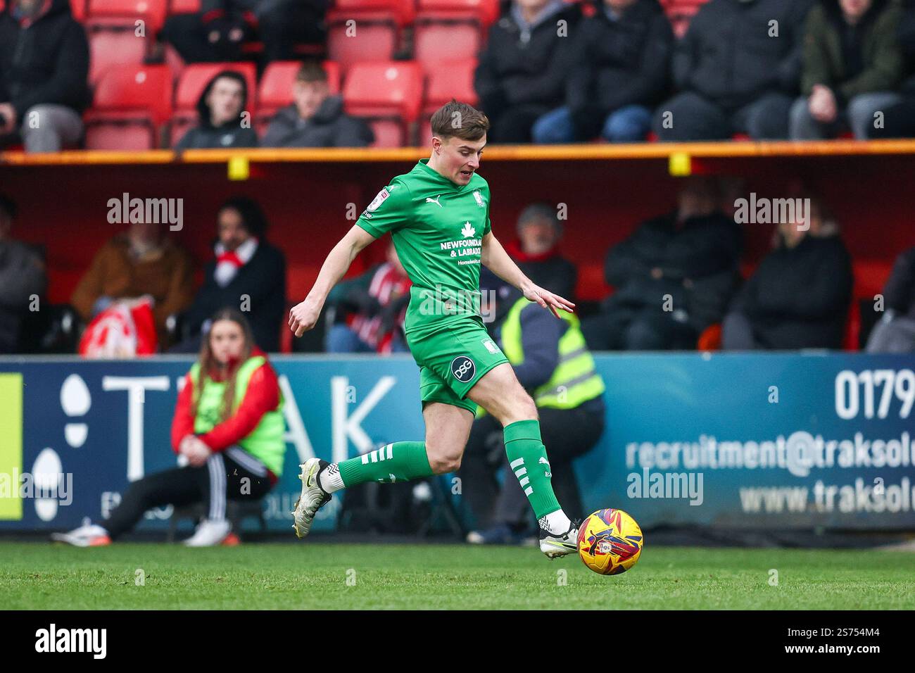 Swindon, UK. 18th Jan 2025. #15, Robbie Gotts of Barrow AFC with the ...