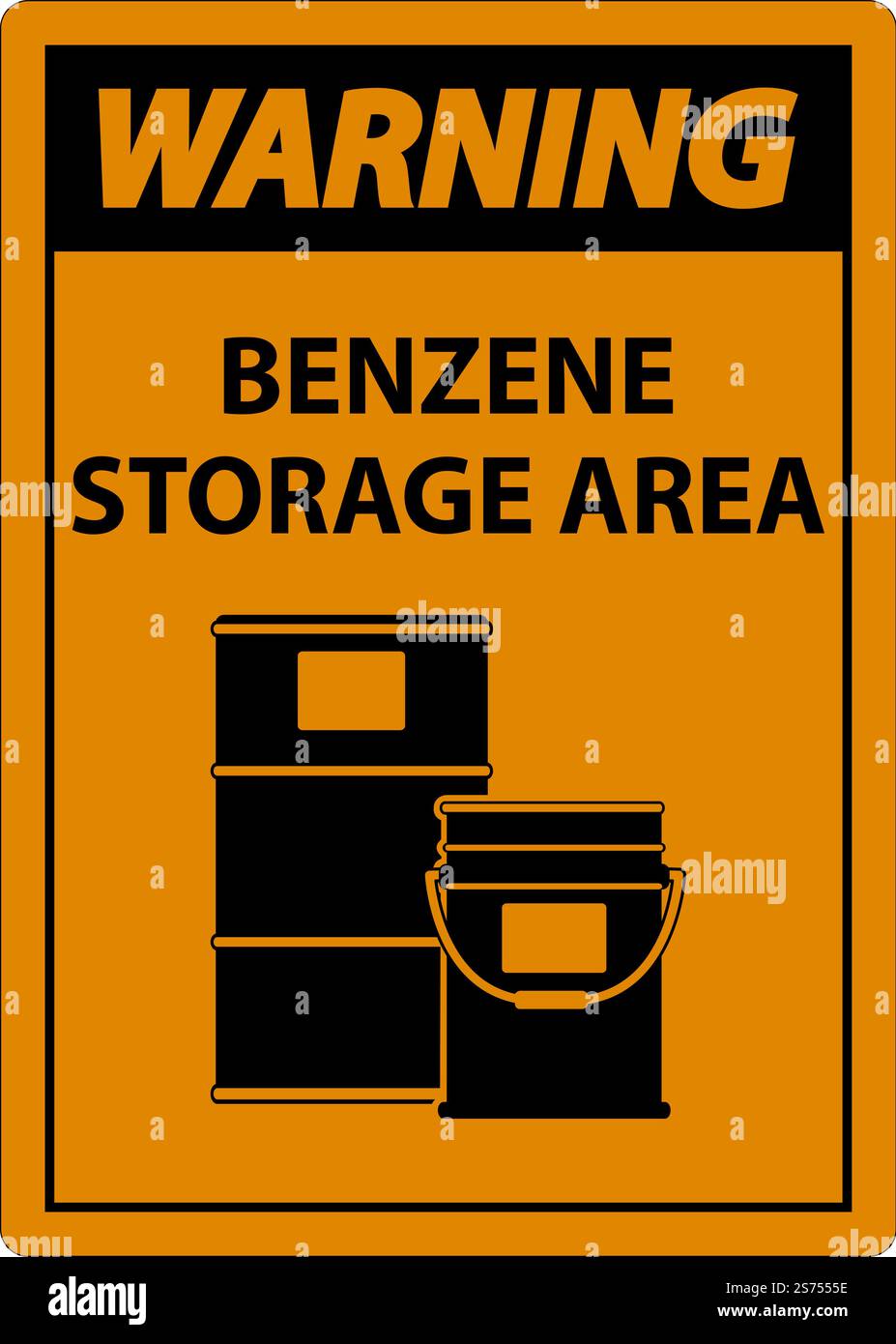 Warning Benzene Storage Area Sign On White Background Stock Vector ...