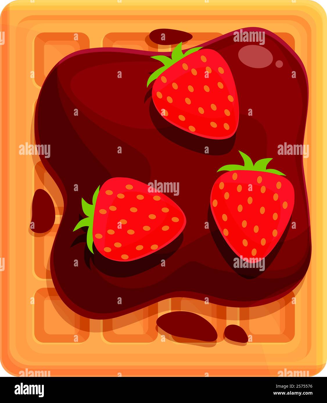 Cream chocolate waffle icon cartoon vector. Belgian food. Snack honey ...