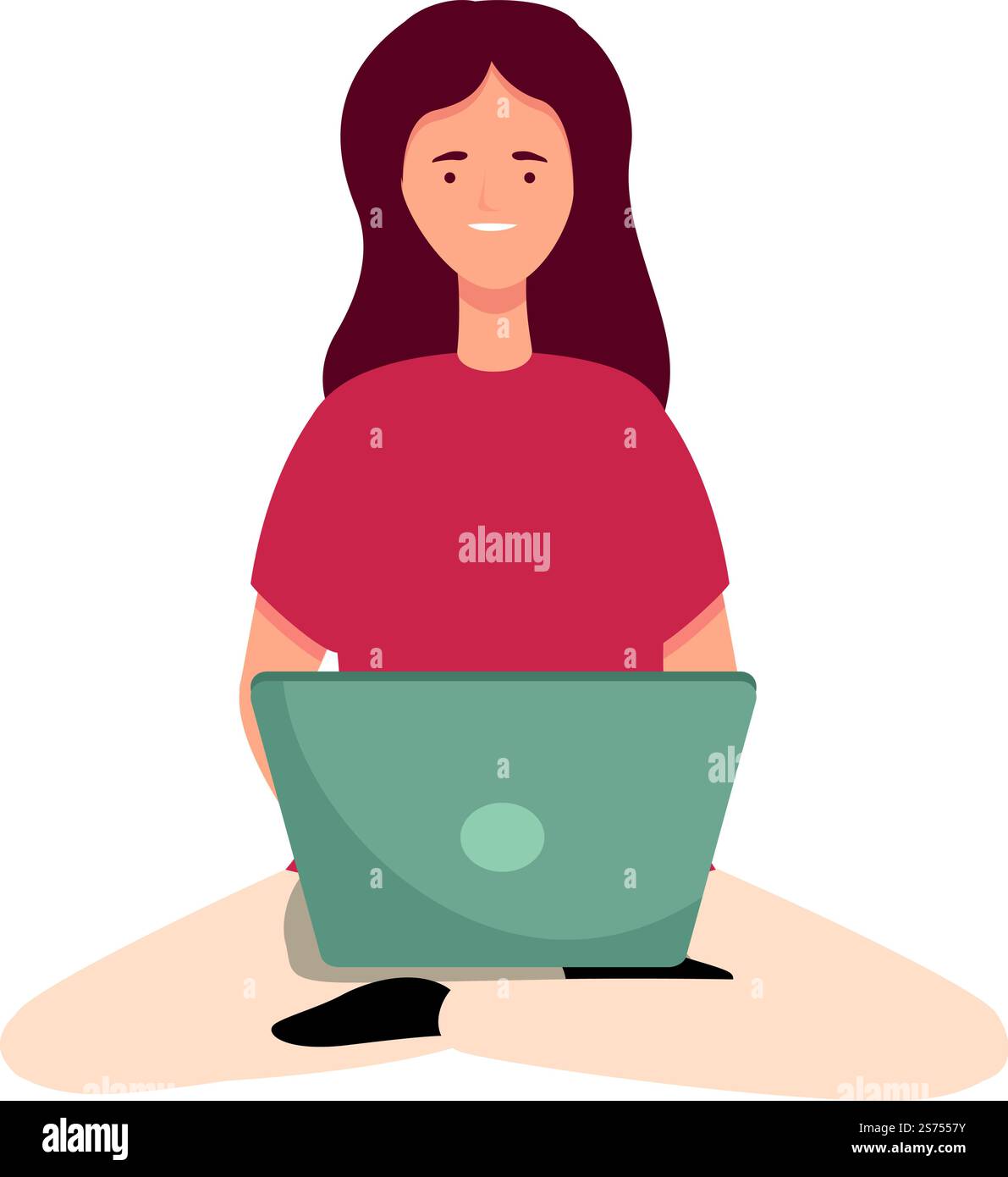 Girl freelance icon cartoon vector. Online work. Smart social. Girl ...