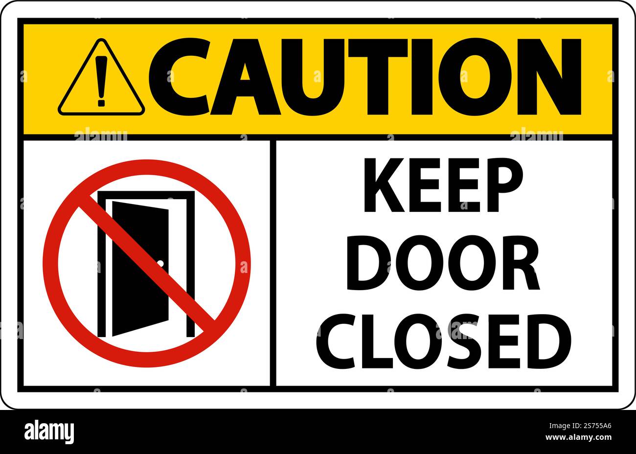 Caution Keep Door Closed Sign On White Background Stock Vector Image ...