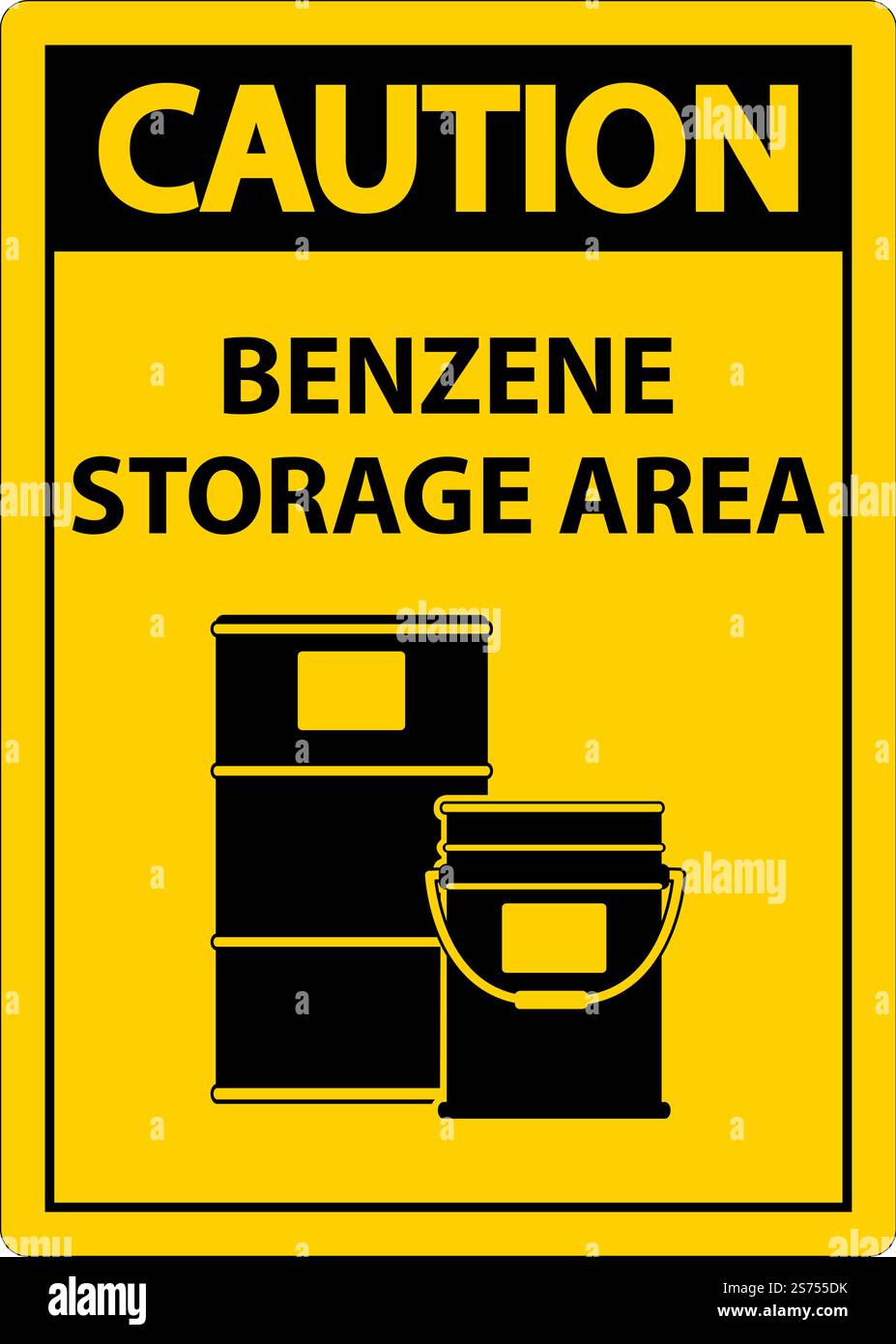 Caution Benzene Storage Area Sign On White Background Stock Vector ...
