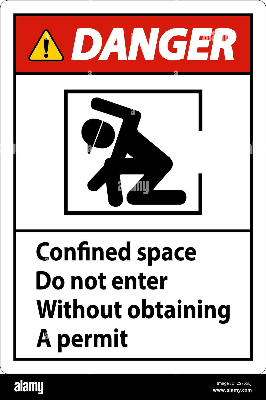 Danger Confined Space Do Not Enter Without Obtaining Permit Stock ...
