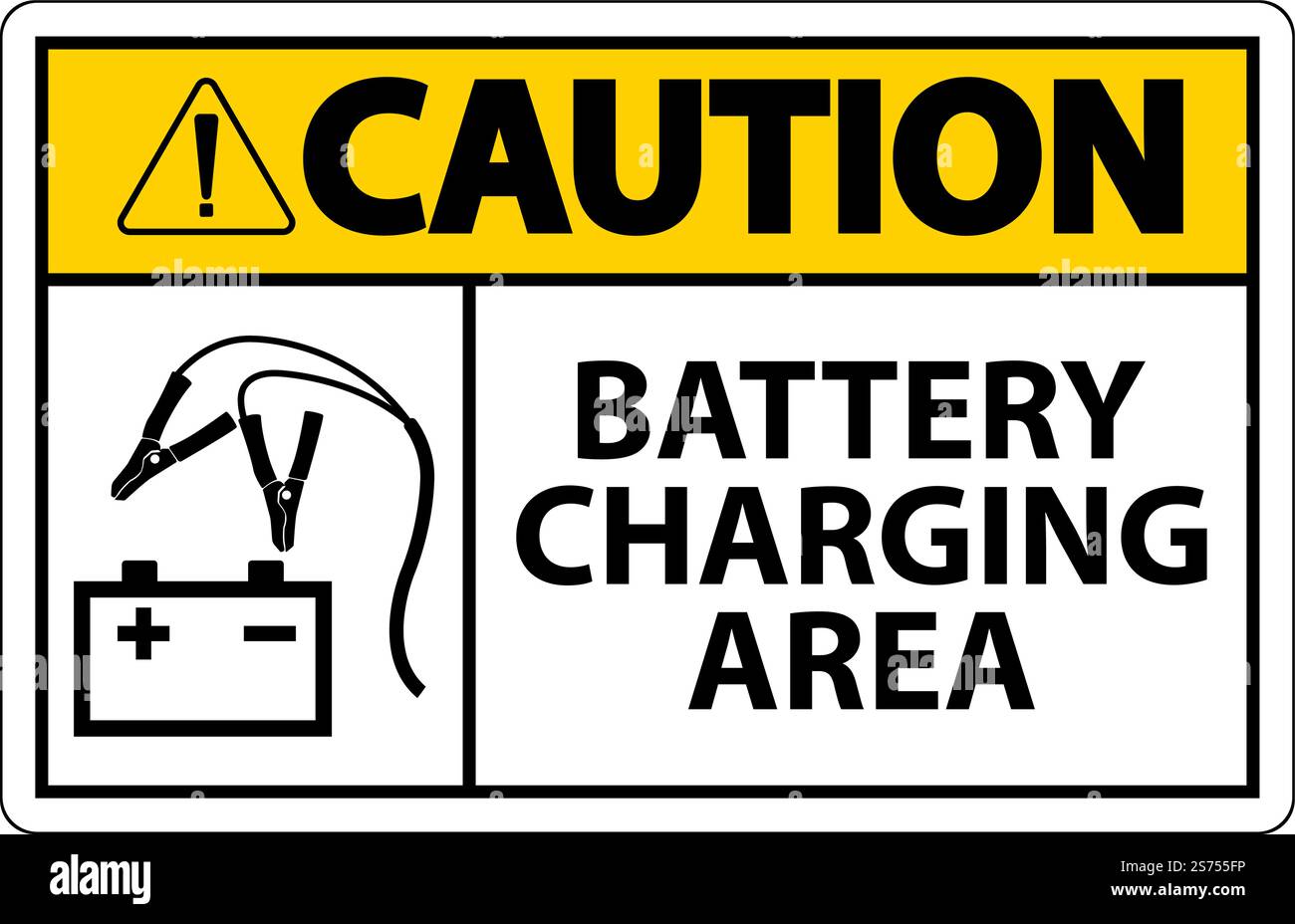 Caution Battery Charging Area Sign On White Background Stock Vector ...