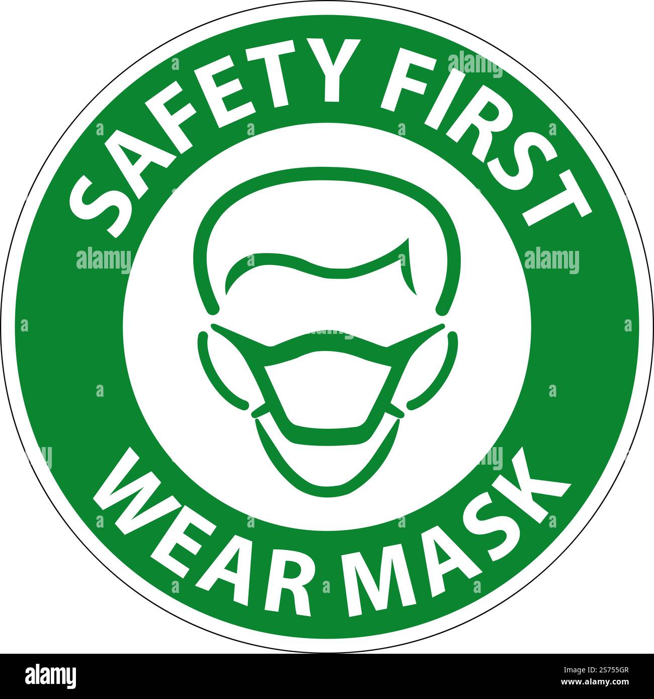 Safety First Wear Mask Sign On White Background Stock Vector Image ...