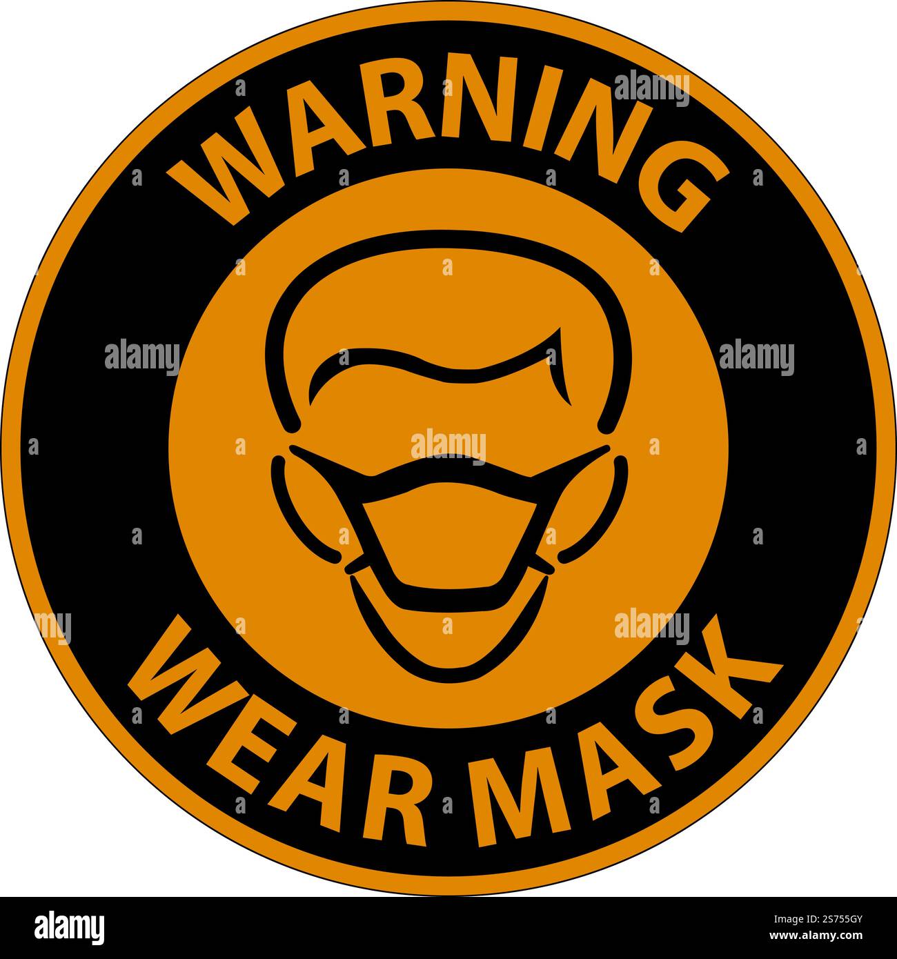 Warning Wear Mask Sign On White Background Stock Vector Image & Art - Alamy