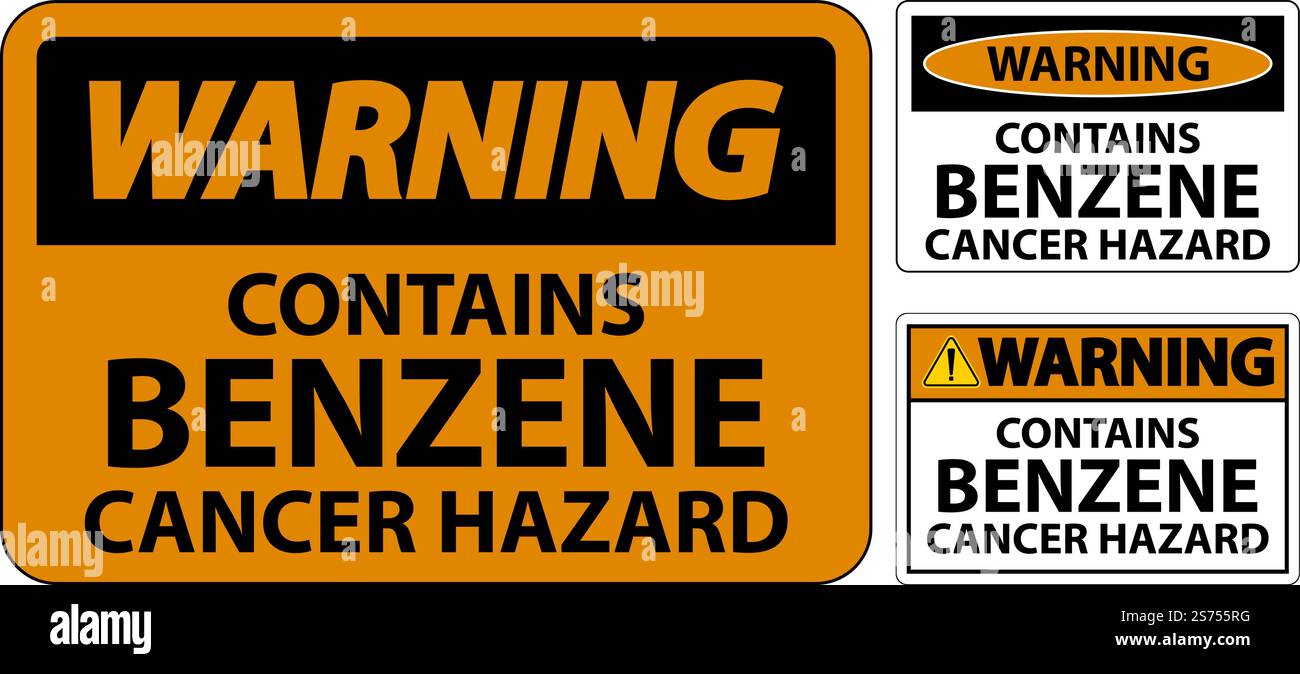 Warning Contains Benzene Sign On White Background Stock Vector Image ...