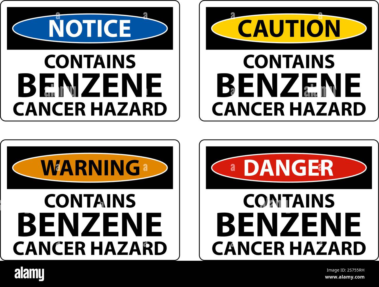 Caution Contains Benzene Sign On White Background Stock Vector Image ...