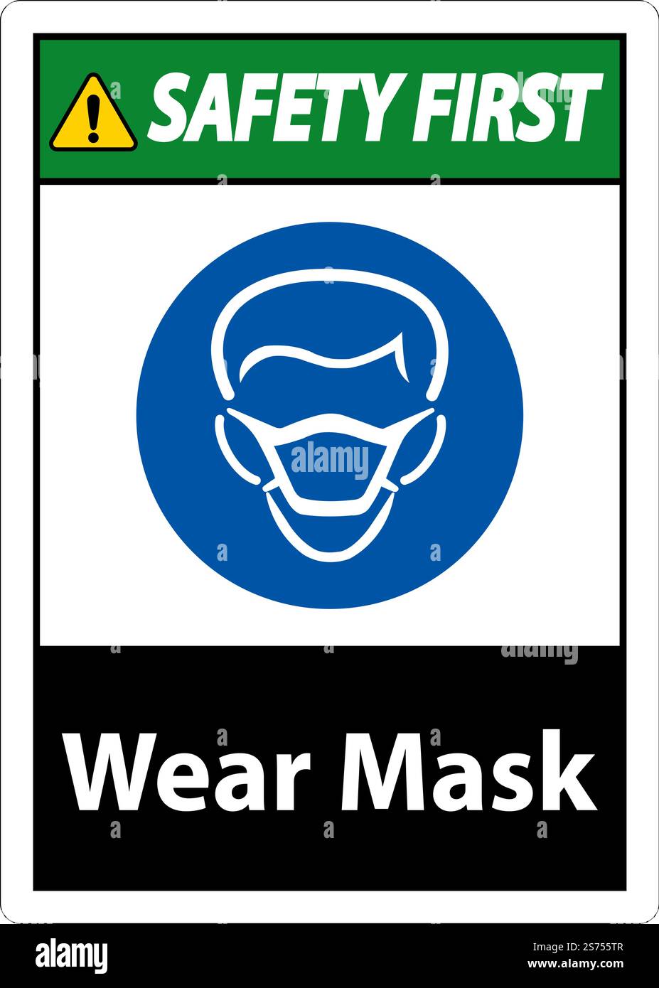 Safety First Wear Mask Sign On White Background Stock Vector Image ...