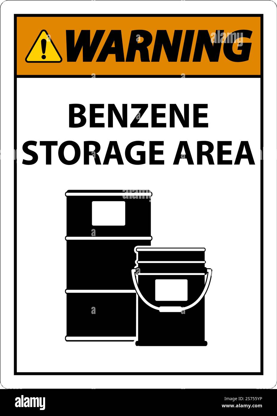 Warning Benzene Storage Area Sign On White Background Stock Vector ...