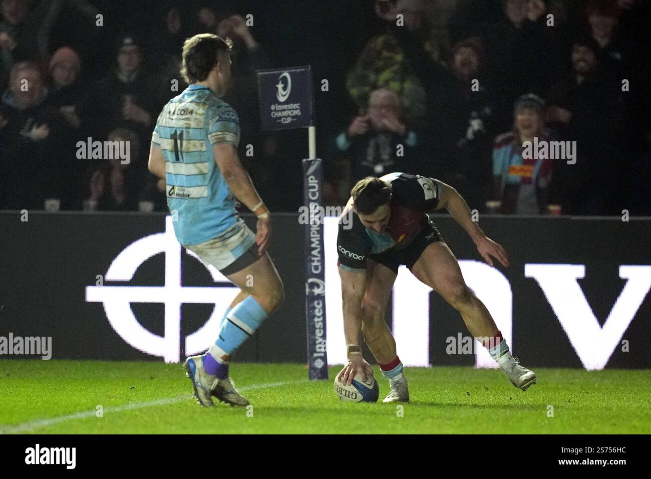 Harlequins' Cadan Murley scores their side's third try of the game ...