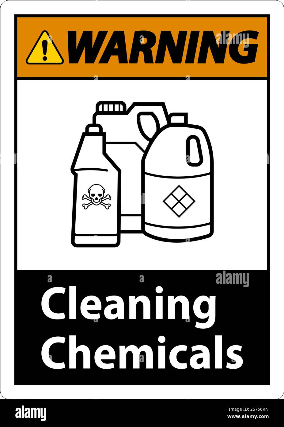 Warning Sign Cleaning Chemicals Sign On White Background Stock Vector ...