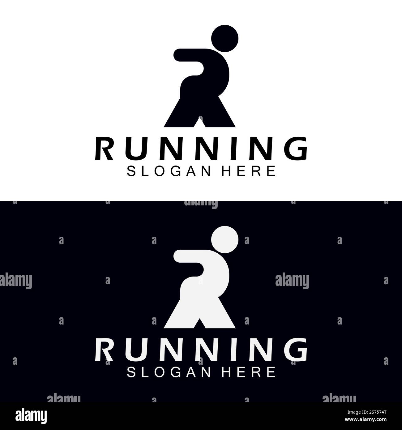 Letter R for running logo design combination letter R and people Stock ...