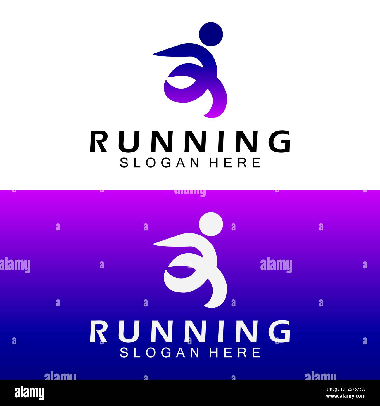 Letter R for running logo design combination letter R and people Stock ...