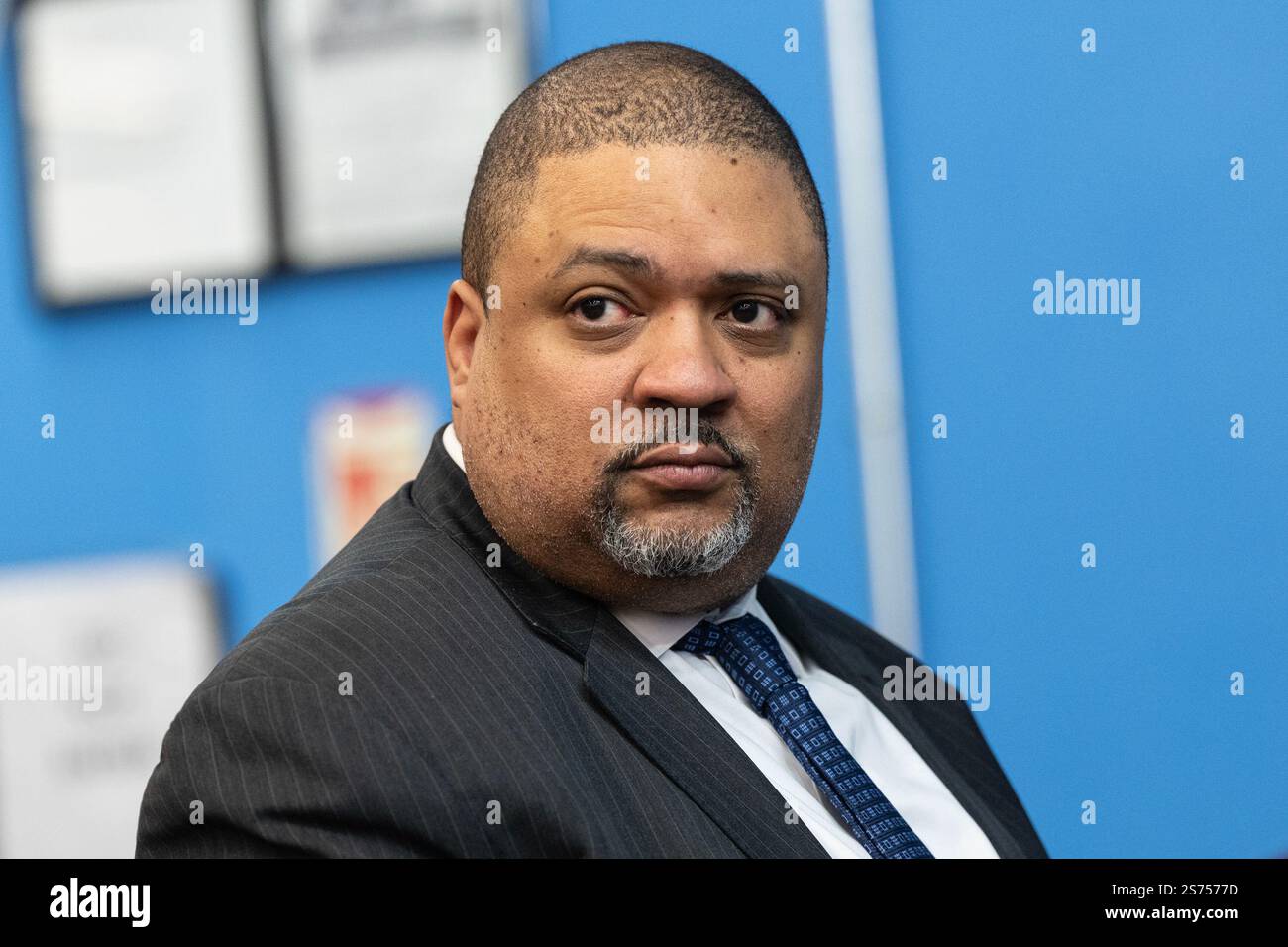 New York, USA. 18th Jan, 2025. Manhattan district Attorney Alvin Bragg ...