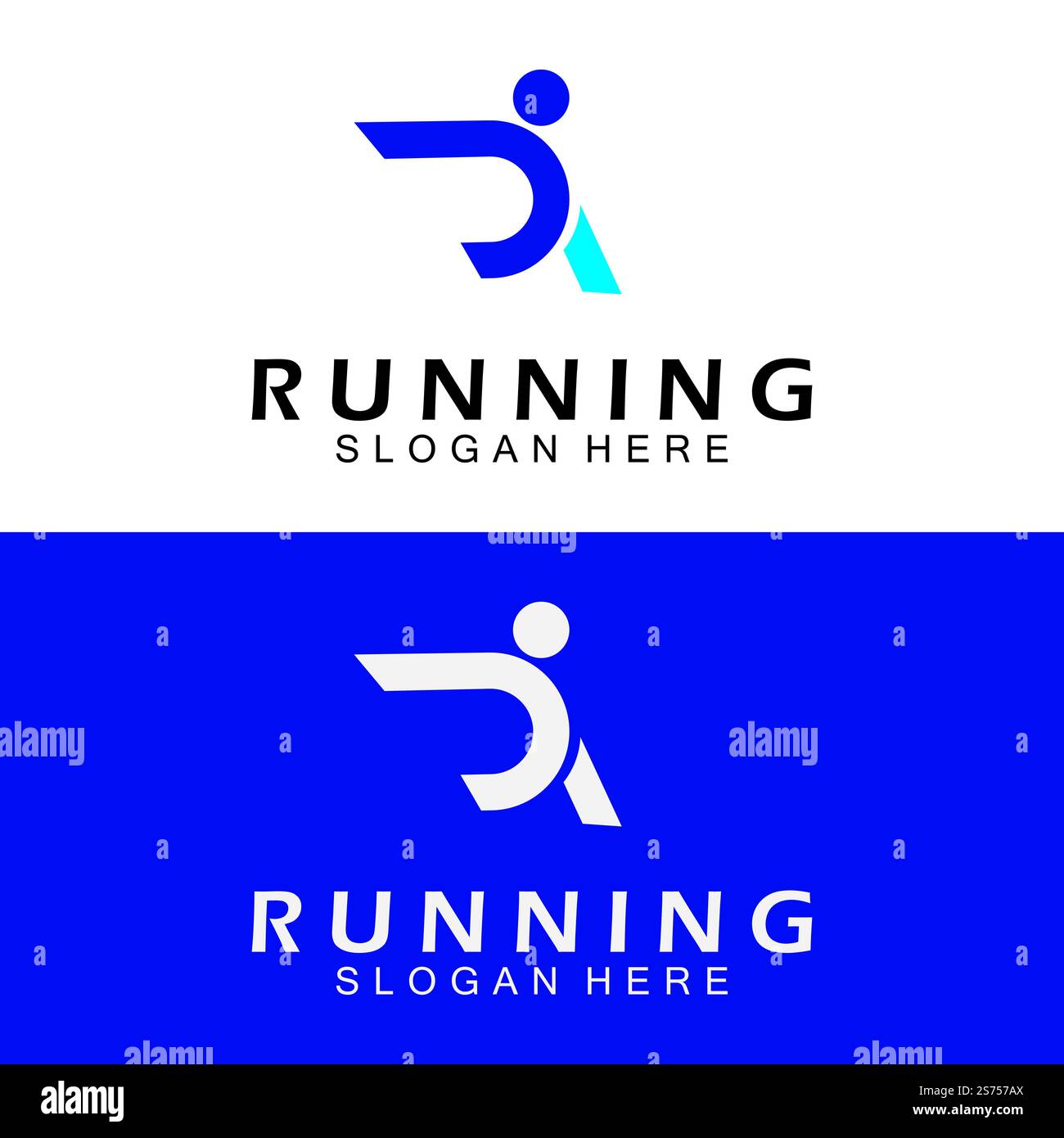 Letter R for running logo design combination letter R and people Stock ...
