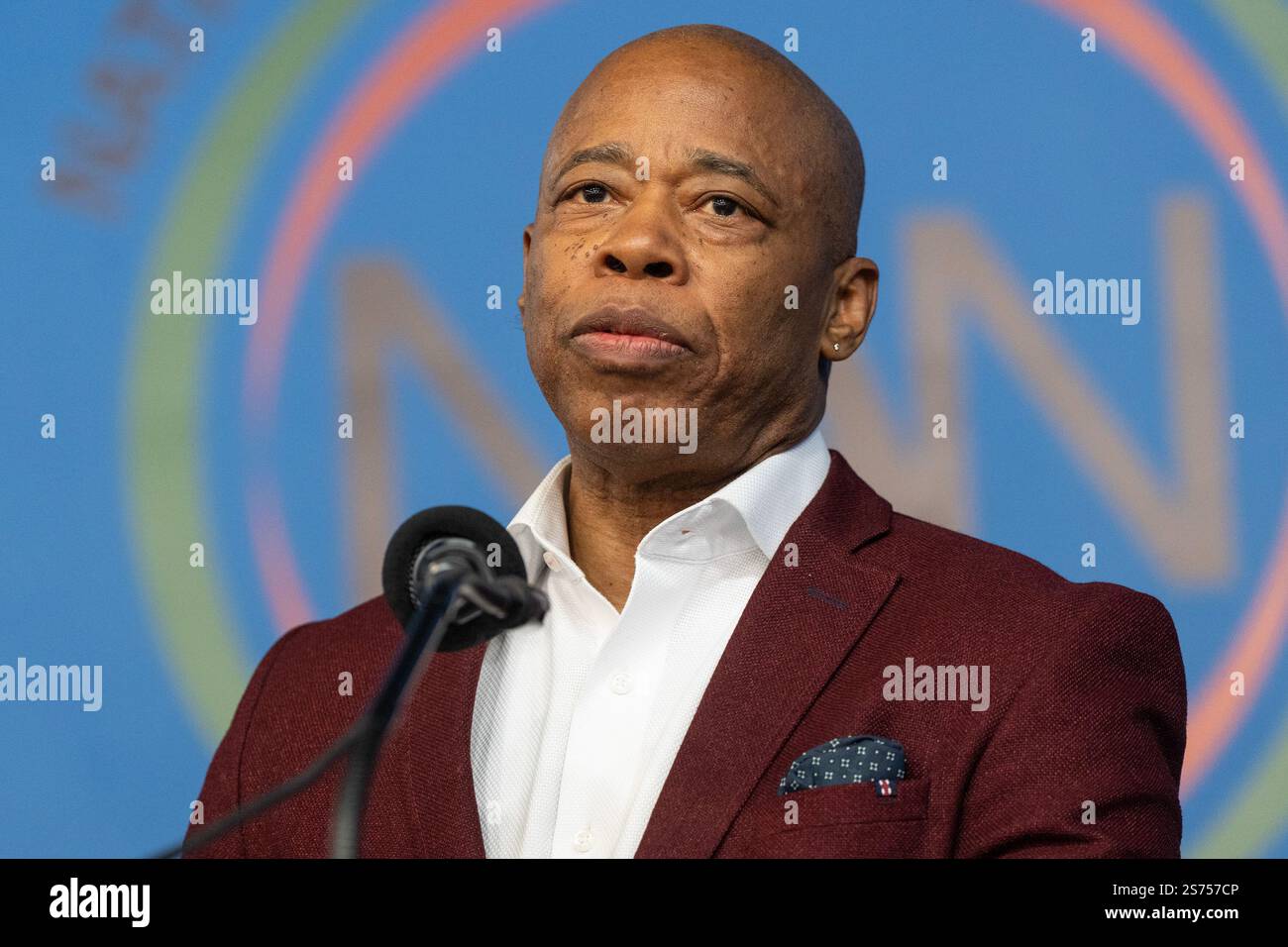 New York, USA. 18th Jan, 2025. Mayor Eric Adams speaks during National ...