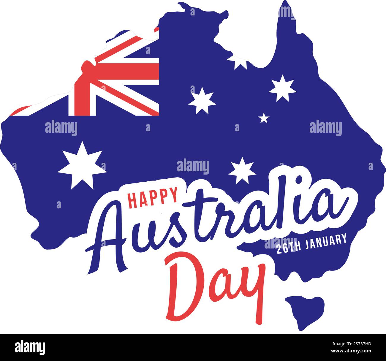 Happy Australia Day Observed Every Year on January 26th with Flags and Map to Diversity of ...