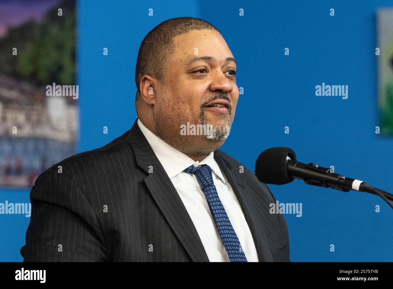 New York, USA. 18th Jan, 2025. Manhattan district Attorney Alvin Bragg ...