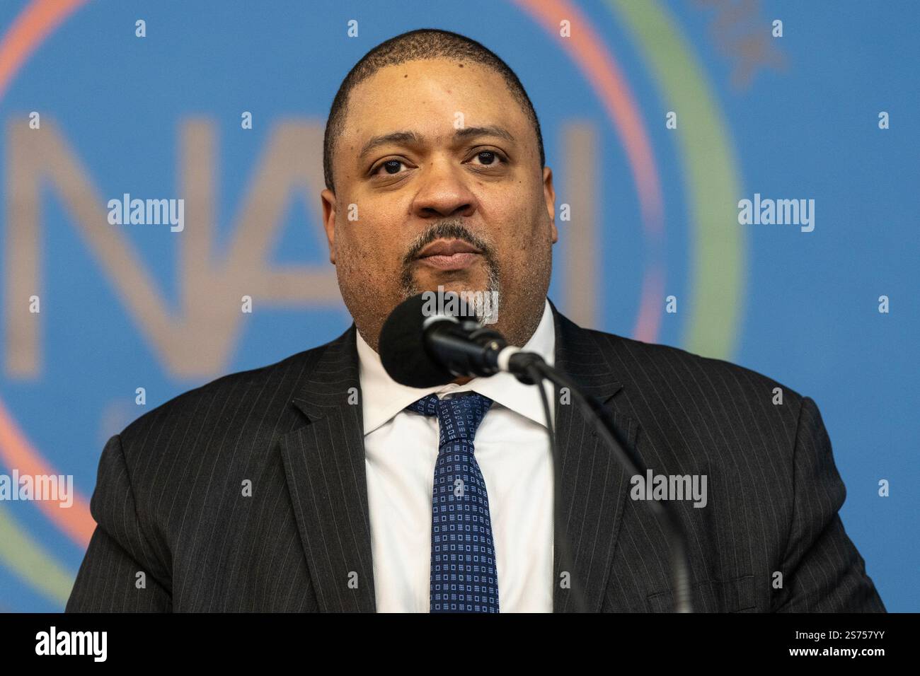 New York, USA. 18th Jan, 2025. Manhattan district Attorney Alvin Bragg ...