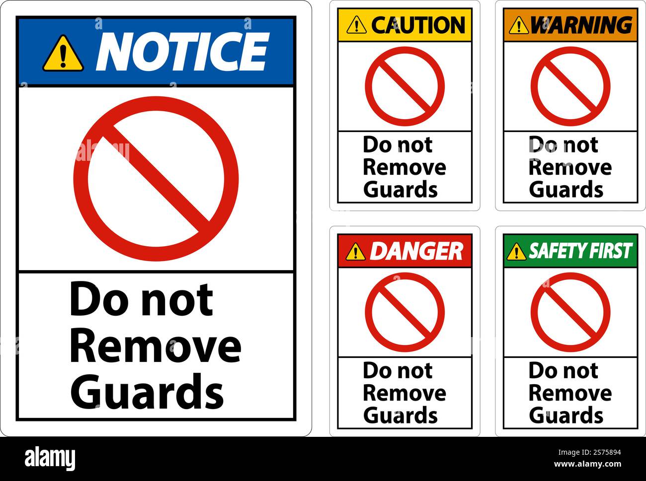 Do Not Remove Guards and Hazard Sign On White Background Stock Vector ...