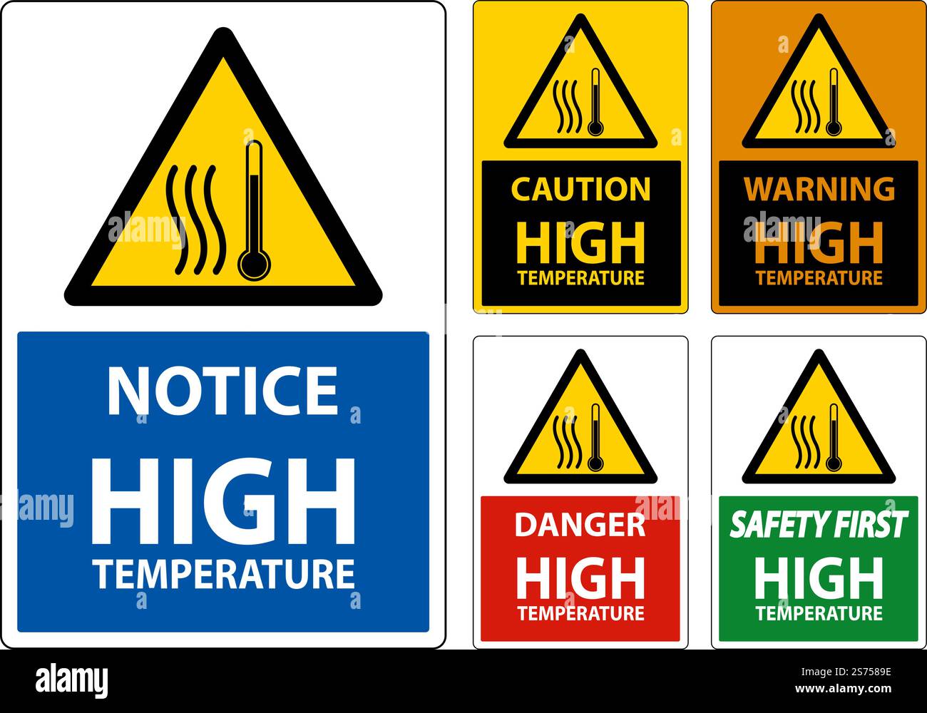Caution High temperature symbol and text safety sign Stock Vector Image ...