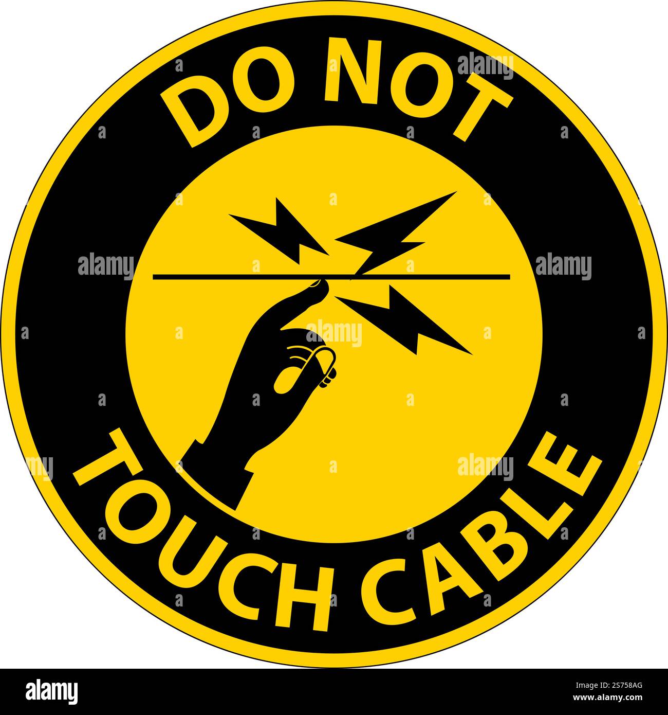 Caution Do Not Touch Cable Sign On White Background Stock Vector Image ...