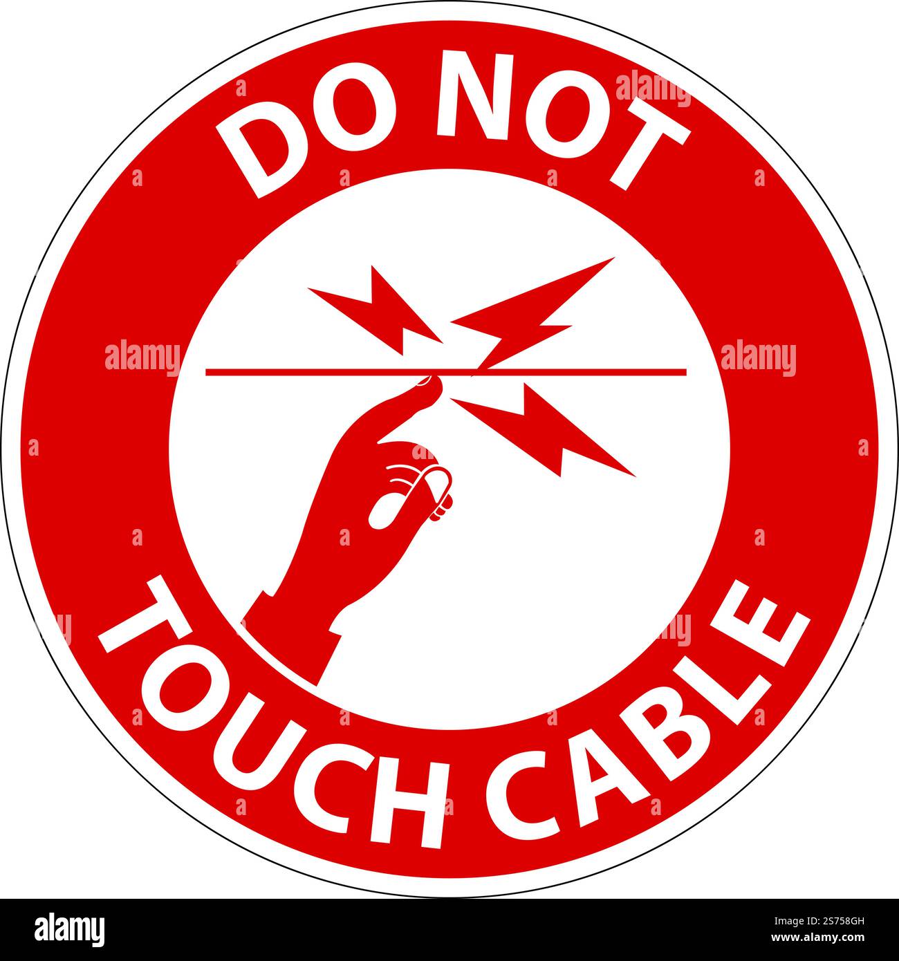 Danger Do Not Touch Cable Sign On White Background Stock Vector Image ...