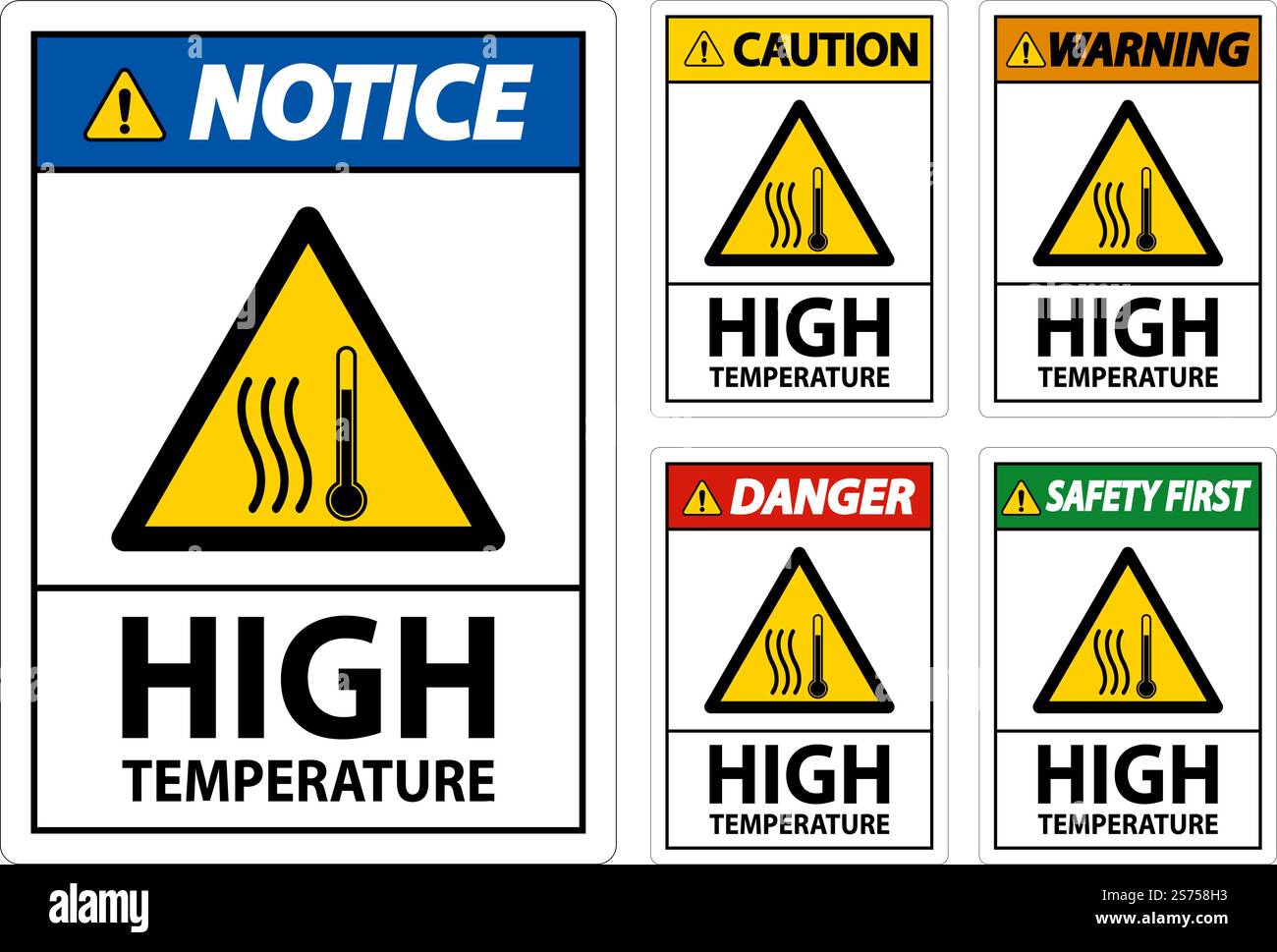 Caution High temperature symbol and text safety sign Stock Vector Image ...