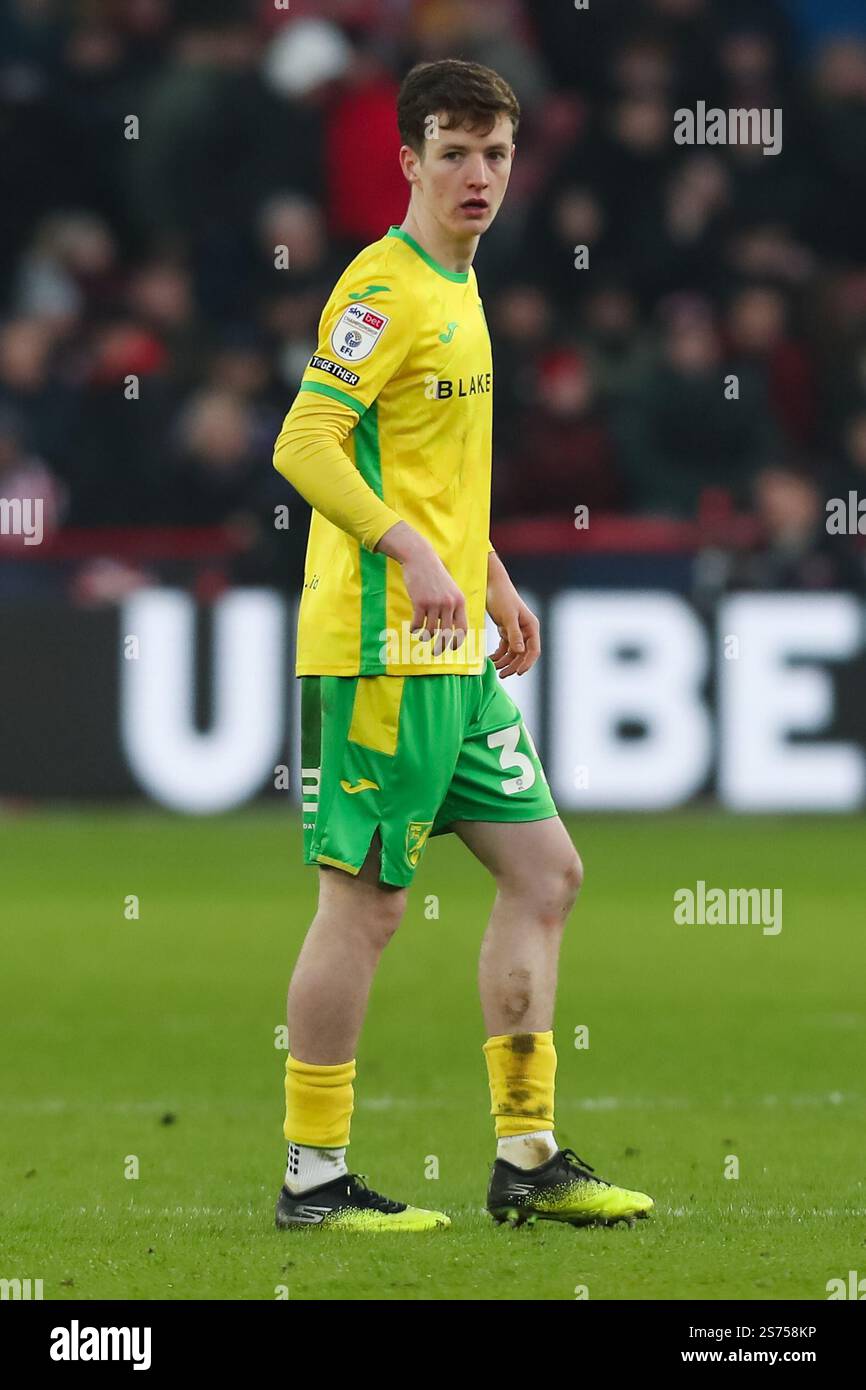 Sheffield, UK. 18th Jan, 2025. Kellen Fisher Of Norwich City during the ...