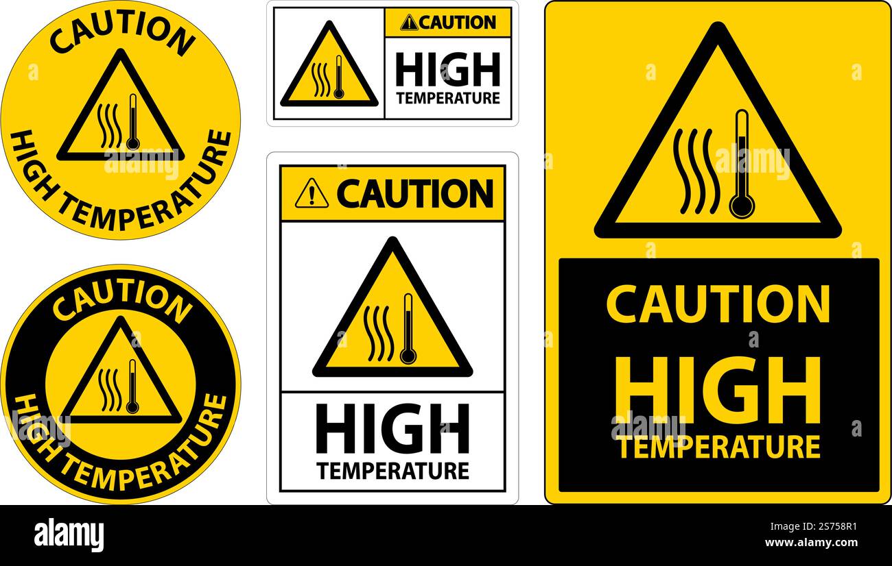 Caution High temperature symbol and text safety sign Stock Vector Image ...