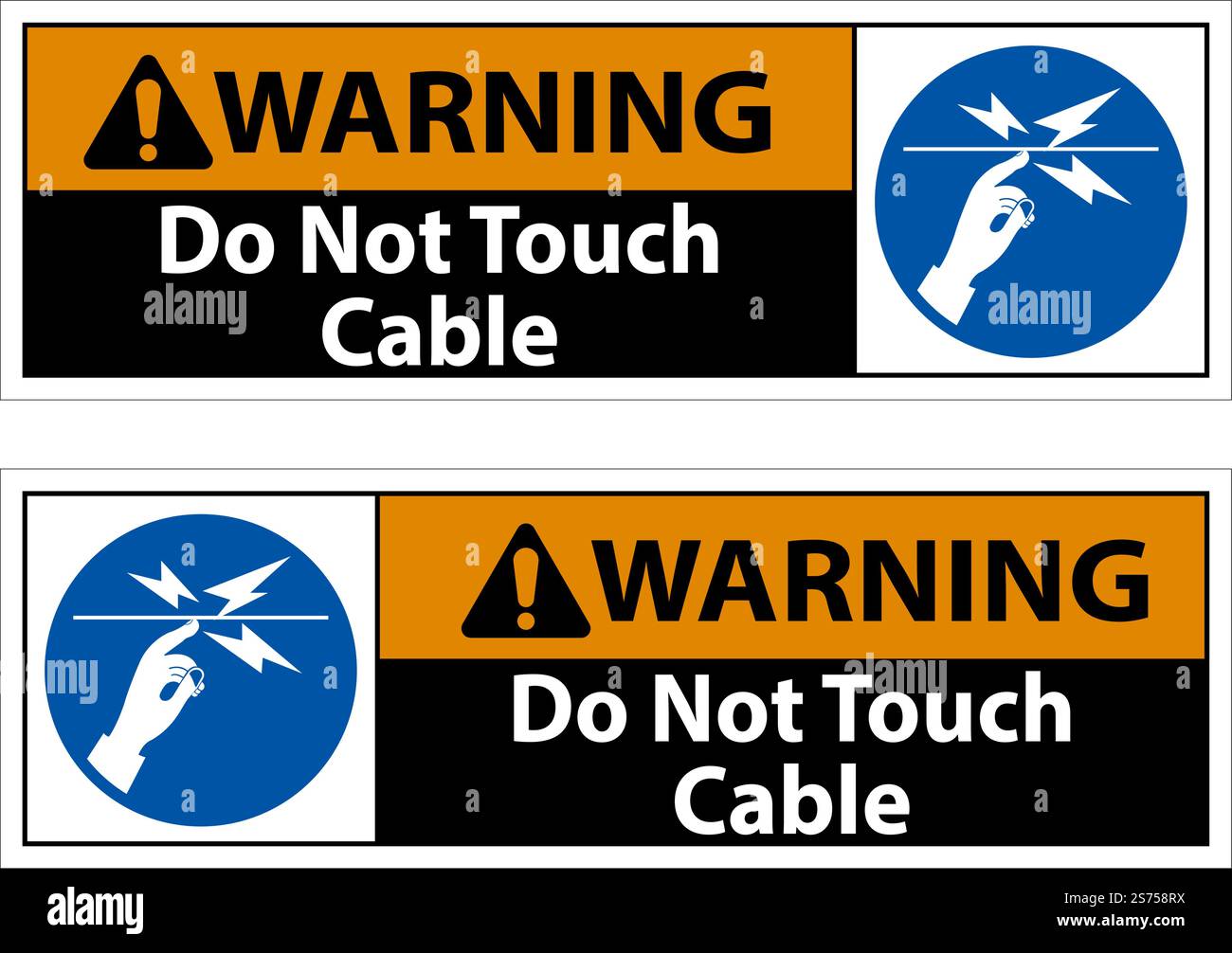Warning Do Not Touch Cable Sign On White Background Stock Vector Image ...