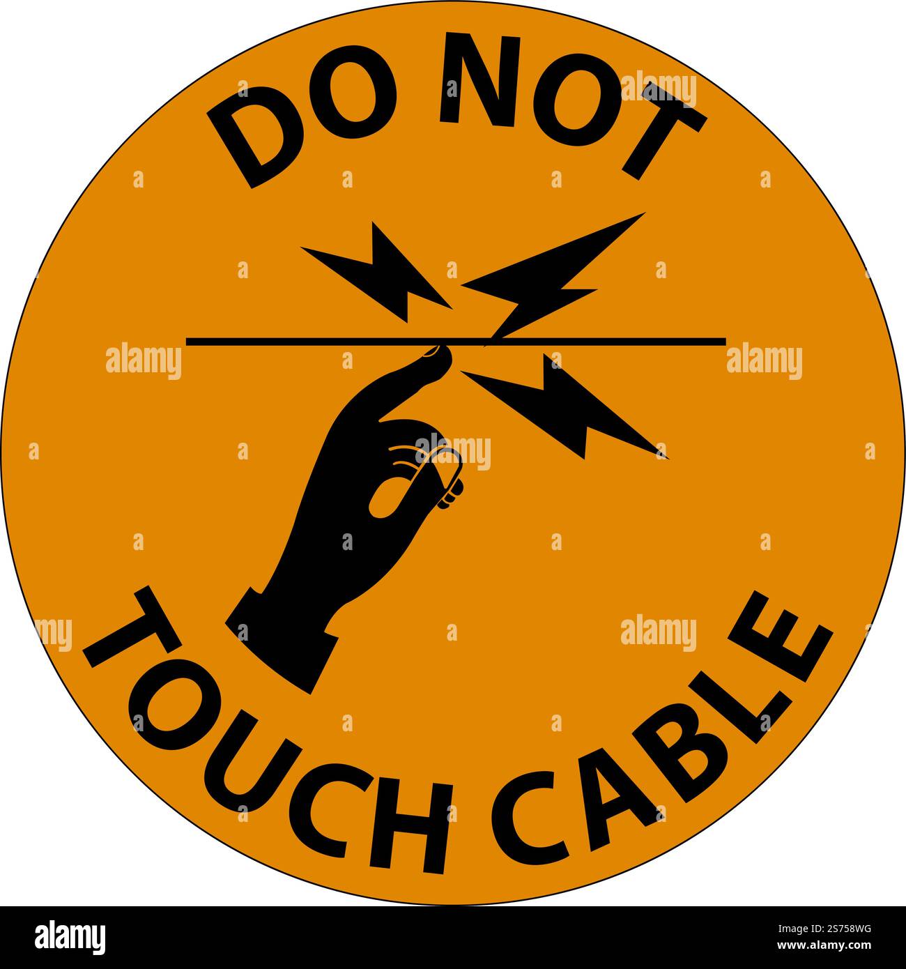 Warning Do Not Touch Cable Sign On White Background Stock Vector Image ...