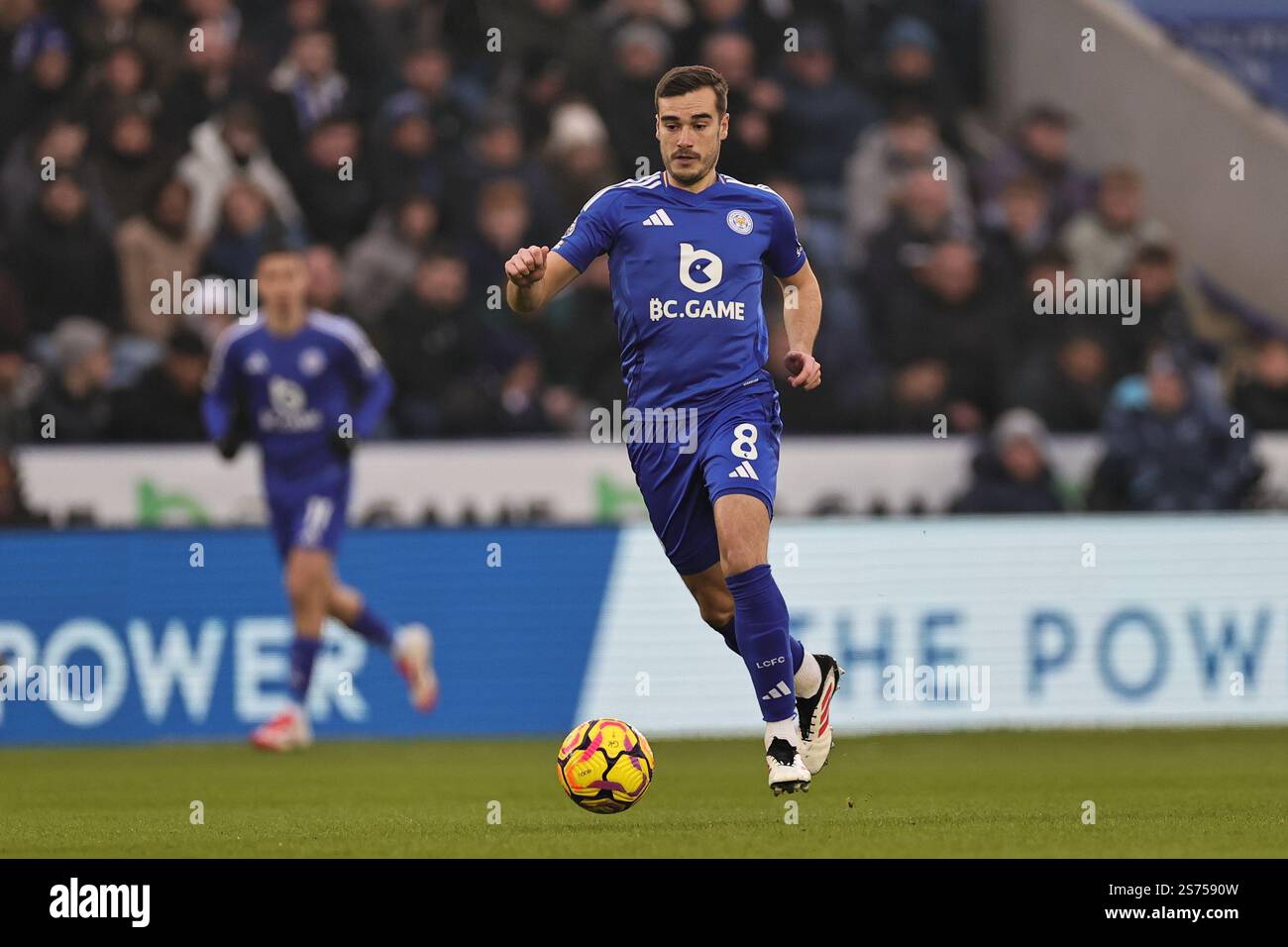 Leicester, UK. 18th Jan, 2025. Harry Winks of Leicester City runs with ...