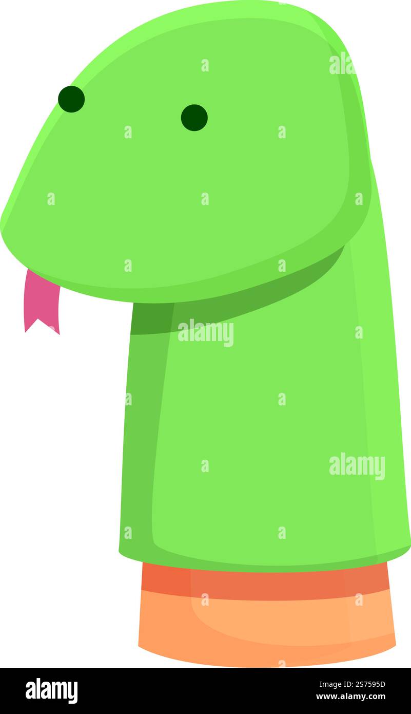 Green snake puppet icon cartoon vector. Show theatre. Play doll. Green ...