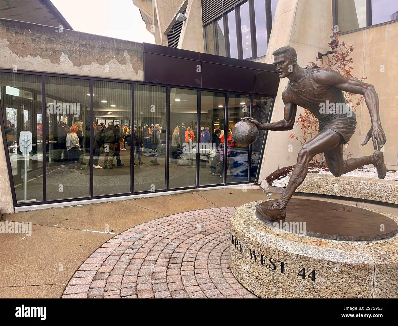 A statue honoring NBA great Jerry West, stands outside the West ...