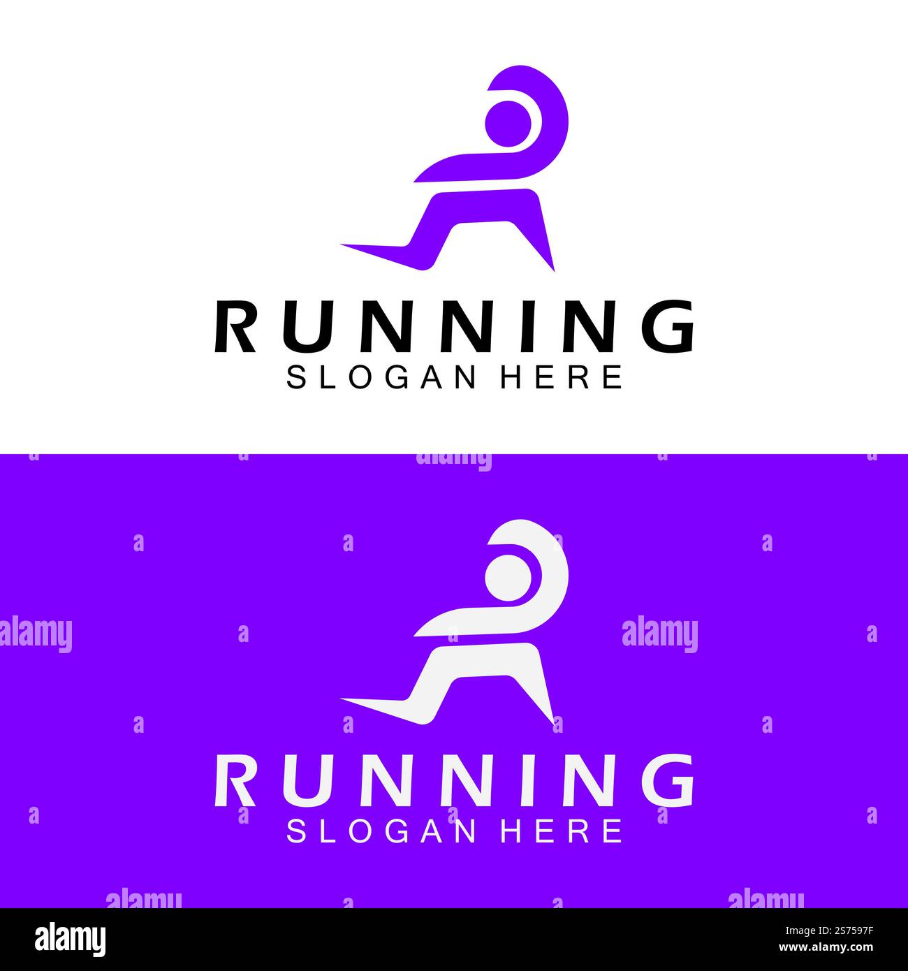 Letter R for running logo design combination letter R and people Stock ...