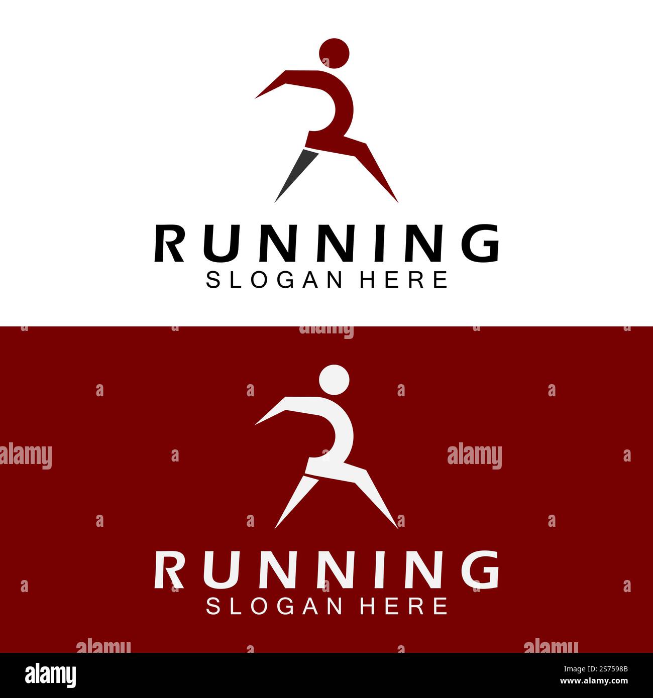 Letter R for running logo design combination letter R and people Stock ...