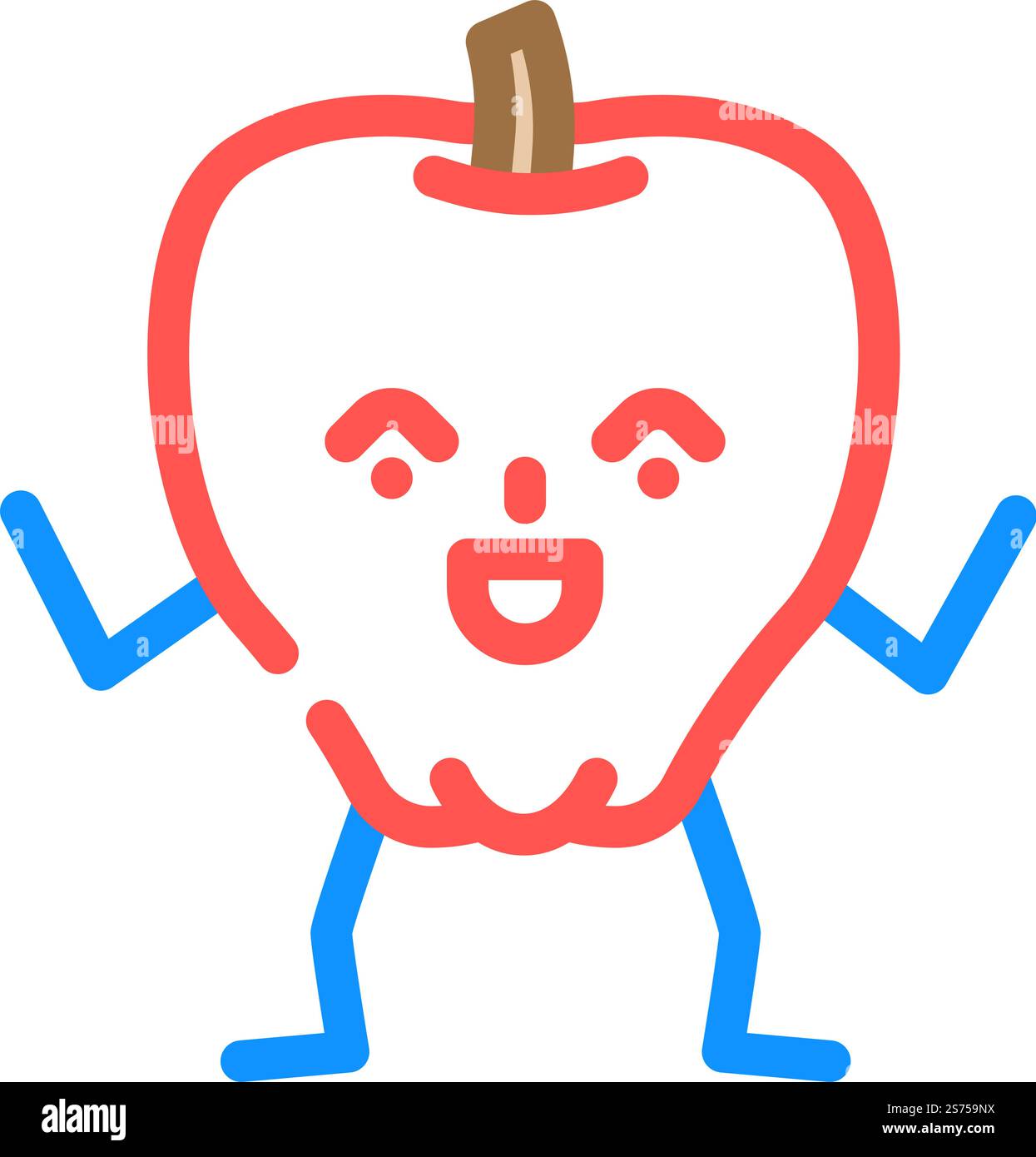 apple fruit character color icon vector. apple fruit character sign ...