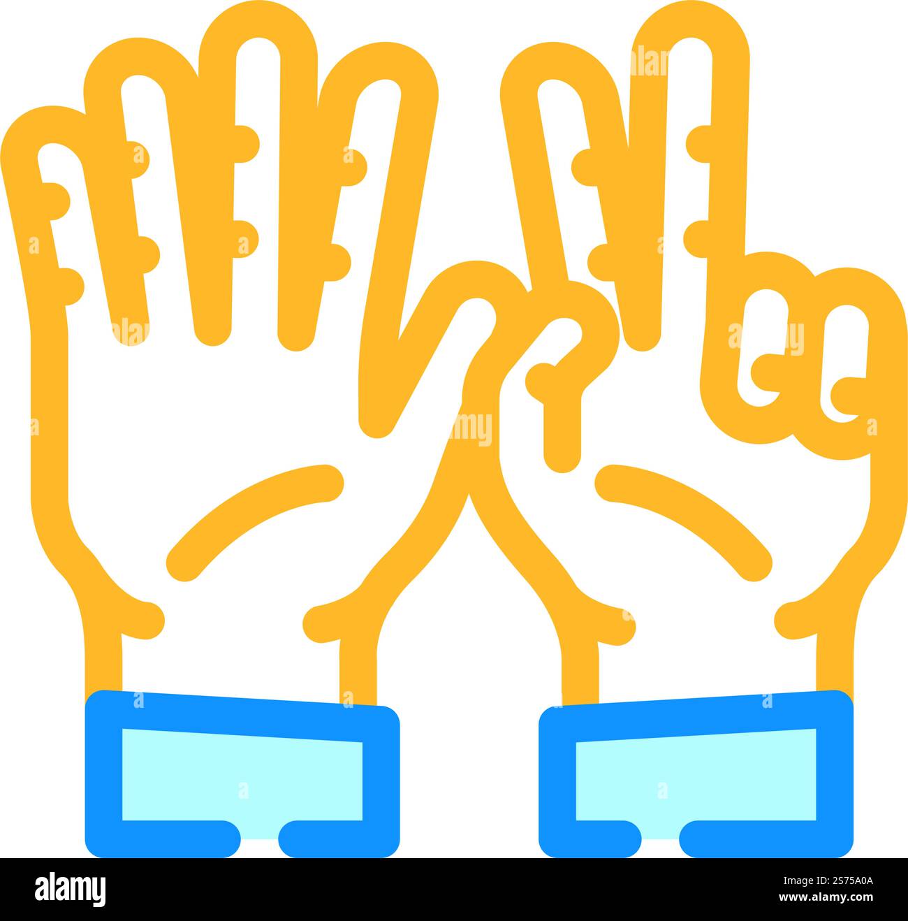 seven number hand gesture color icon vector. seven number hand gesture sign. isolated symbol ...