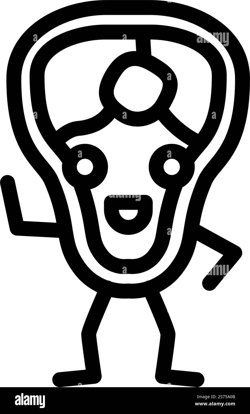steak meat character line icon vector. steak meat character sign ...