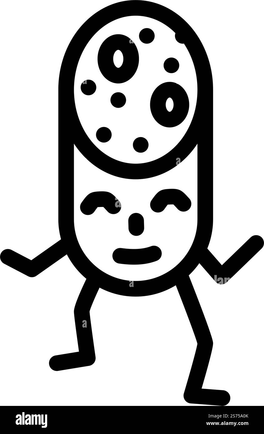 salami meat character line icon vector. salami meat character sign ...