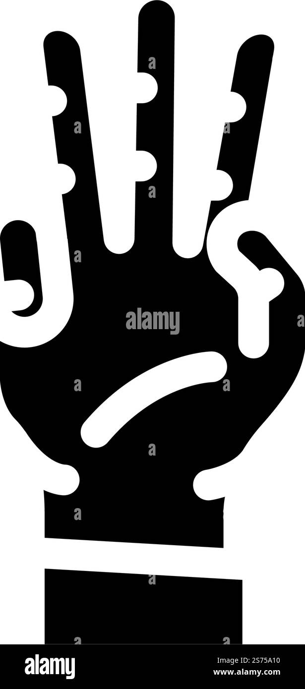 three number hand gesture glyph icon vector. three number hand gesture ...