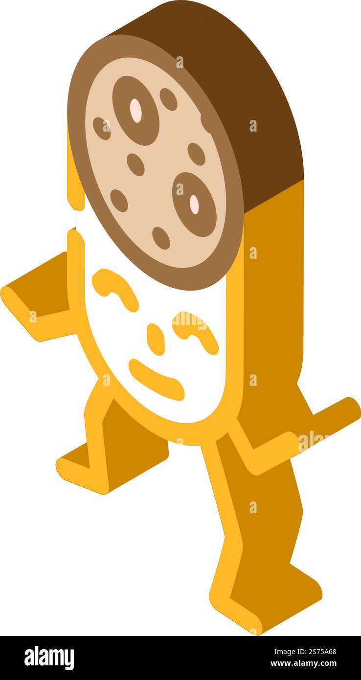 salami meat character isometric icon vector. salami meat character sign ...