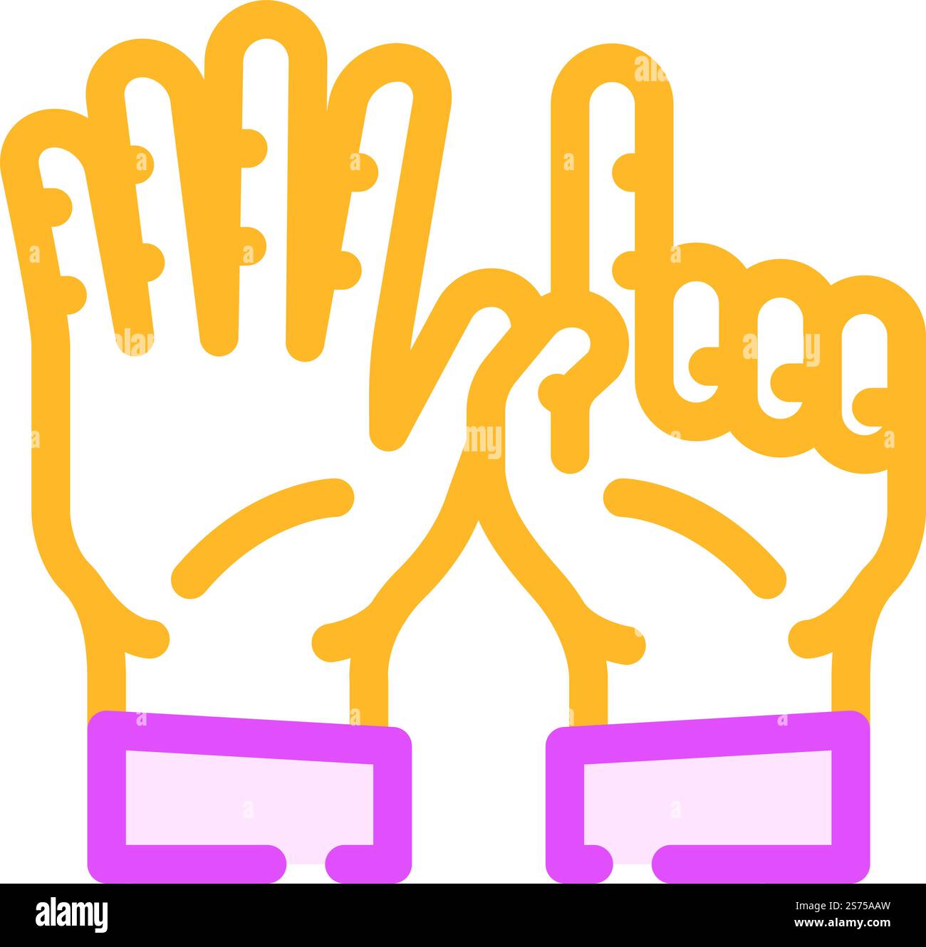 six number hand gesture color icon vector. six number hand gesture sign ...